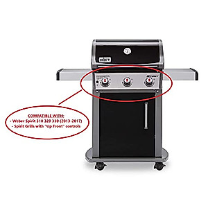 Weber # 69893 Set of 3 Control Knobs Spirit 300 Series (with Up Front Controls) Years 2013 and Newer