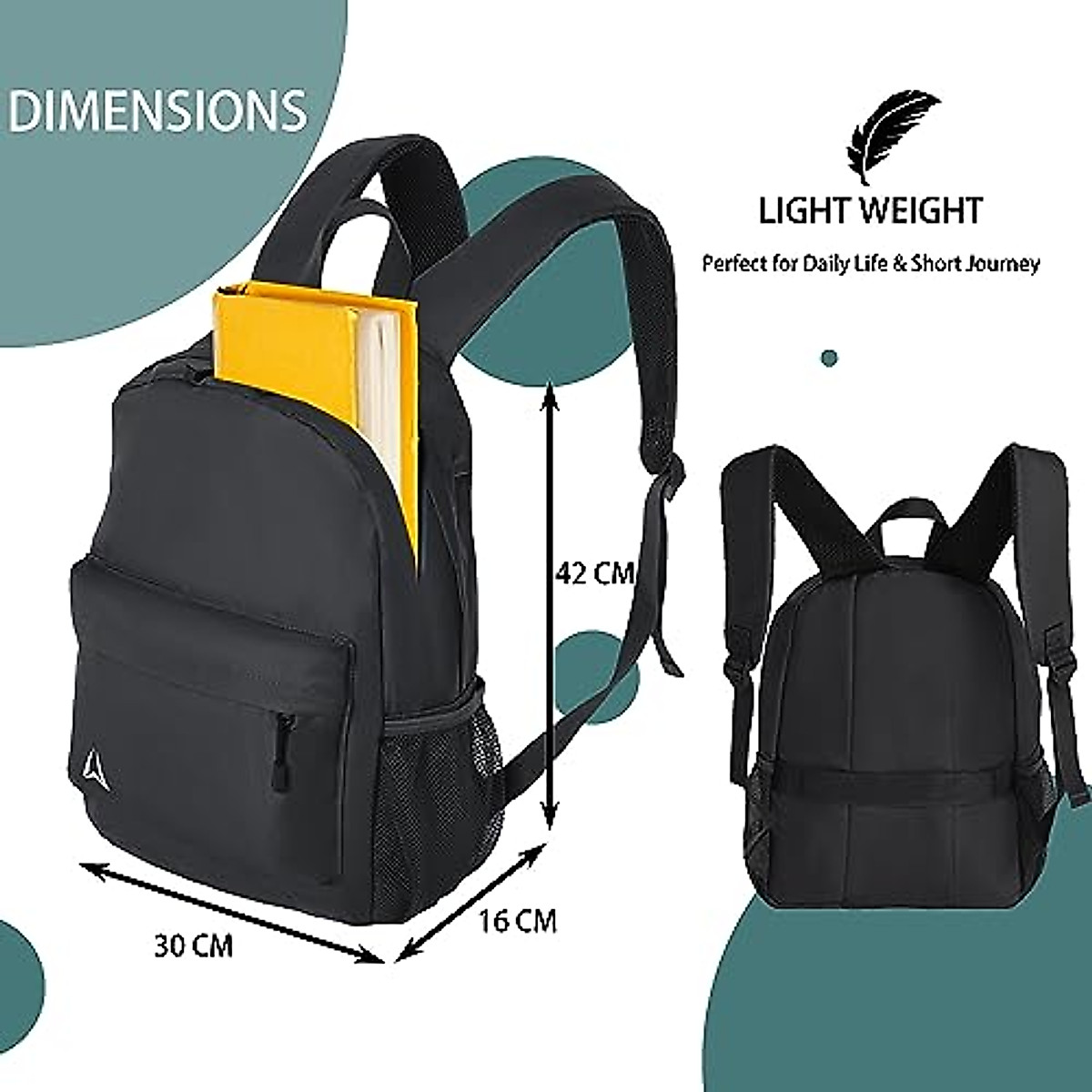 Cango Casual Lightweight Large Capacity School Daypack and Work Backpack, fits multiple school accessories, Water resistant bookbag for Teens, Men, and Women.
