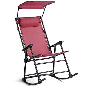 UYSB Folding Rocking Chair Rocker Canopy Red Chair Rocking Chair Rocker Chair Rocker Camp Chair Rocker Recliner Rocking Camp Chair Rocking Chairs Outdoor Rocking Chair Swinging Camping c