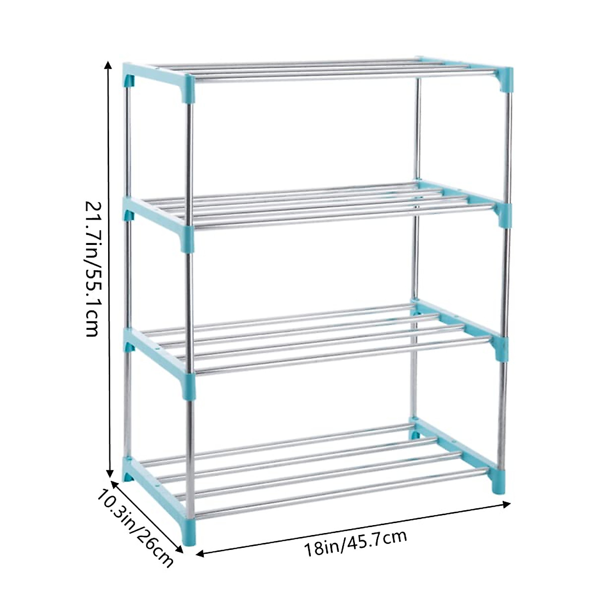 Xerhnan 4-Tier Stackable Small Shoe Rack, Lightweight Shoe Shelf Storage Organizer for Entryway, Hallway and Closet (blue)