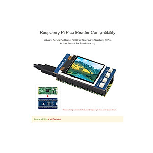 waveshare 1.44inch LCD Display Module for Raspberry Pi Pico 65K RGB Colors 128×128 Pixels Embedded ST7735S Driver Using SPI Bus Comes with Raspberry Pi Pico C/C++ and MicroPython Demo