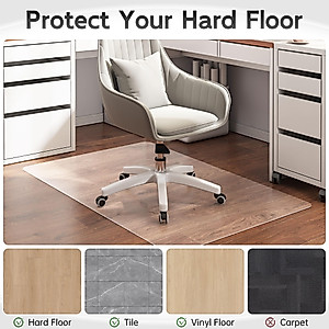 HOMEK Crystal Clear Chair Mat for Hardwood Floor, 48”x 36” Office Chair Mat for Hard Floor, 1/8” Thick Floor Protector Mat