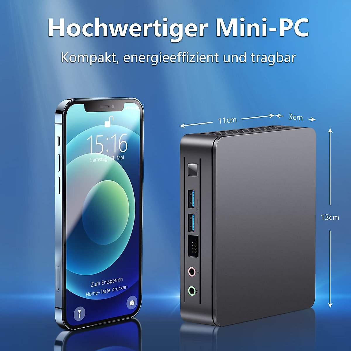 Intel NUC 11, NUC11ATKC4 Mini PC with Quad-Core Celeron N5105, Versatile Mini Computers 8GB DDR4 RAM & 256GB SSD - Support HDMI Dual 4K UHD/Bluetooth v5.2/Windows 11 Pro preinstalled