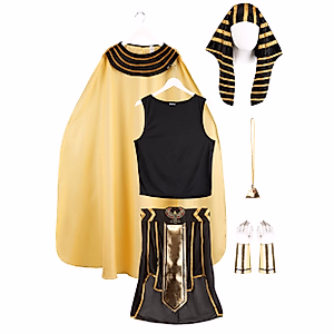 Dreamgirl Adult King Tut Costume, Mens Ancient Egyptian Pharaoh, Fashion King of Egypt Halloween Costume Medium