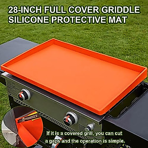 Upgraded Griddle Cover Mat for 28 Inch Blackstone Griddle, Full-edge Griddle Silicone Protective Mat, Heavy Duty Food Grade Silicone Grill Cover Protect Your Griddle from Insects, Debris and Rust