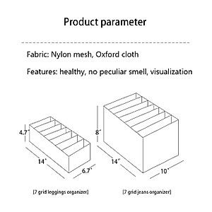 2pcs Washable Wardrobe Clothes Organizer for Folded Clothes.Jeans Compartment Storage Box for Closet Drawer, Foldable Closet Drawer Organize for Bedroom,Dorm Room(7 Grids) (Jeans with 7 Grids-Large)
