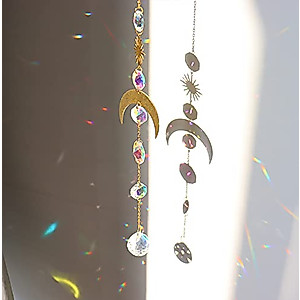 Naturemama K9 Crystal suncatcher Rainbow Maker Hanging Prism Ornament Pendant Home Garden Car Decoration 6Pack Gift Kit Sun Catchers Indoor Window (Gold)