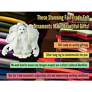 Yeti Christmas Ornament, Sasquatch, Big Foot - Felt Ornaments 2023 - Fair Trade, Hand Felted Made in Nepal - Comes in an Organza Bag so It's Ready for Giving