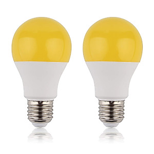 GREENIC 60 Watt Yellow Light Bulbs 2-Pack 120V E26 Base Led bulb A19 800Lm 2200k Porch Light for Outdoor Indoor Bedroom Yard