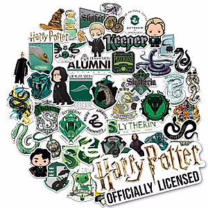 Harry Potter Slytherin Theme Sticker Pack Die Cut Vinyl Large Deluxe Stickers Variety Pack - Laptop, Water Bottle, Scrapbooking, Tablet, Skateboard, Indoor/Outdoor - Set of 50