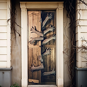 KatchOn, 3D Halloween Door Stickers - 79x30 Inch | Halloween Door Decorations, Halloween Door Decals for Halloween Decorations Door | Halloween Front Door Stickers for Halloween Party Decorations