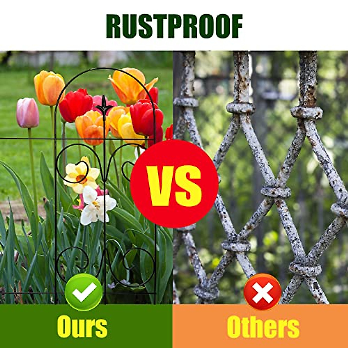 Thealyn Metal Decorative Garden Fence Border 32 in x 20 ft Garden Fencing No Dig Fence Rustproof Wrought Iron Landscape Fencing for Flower Bed, Yard, Animal Barrier