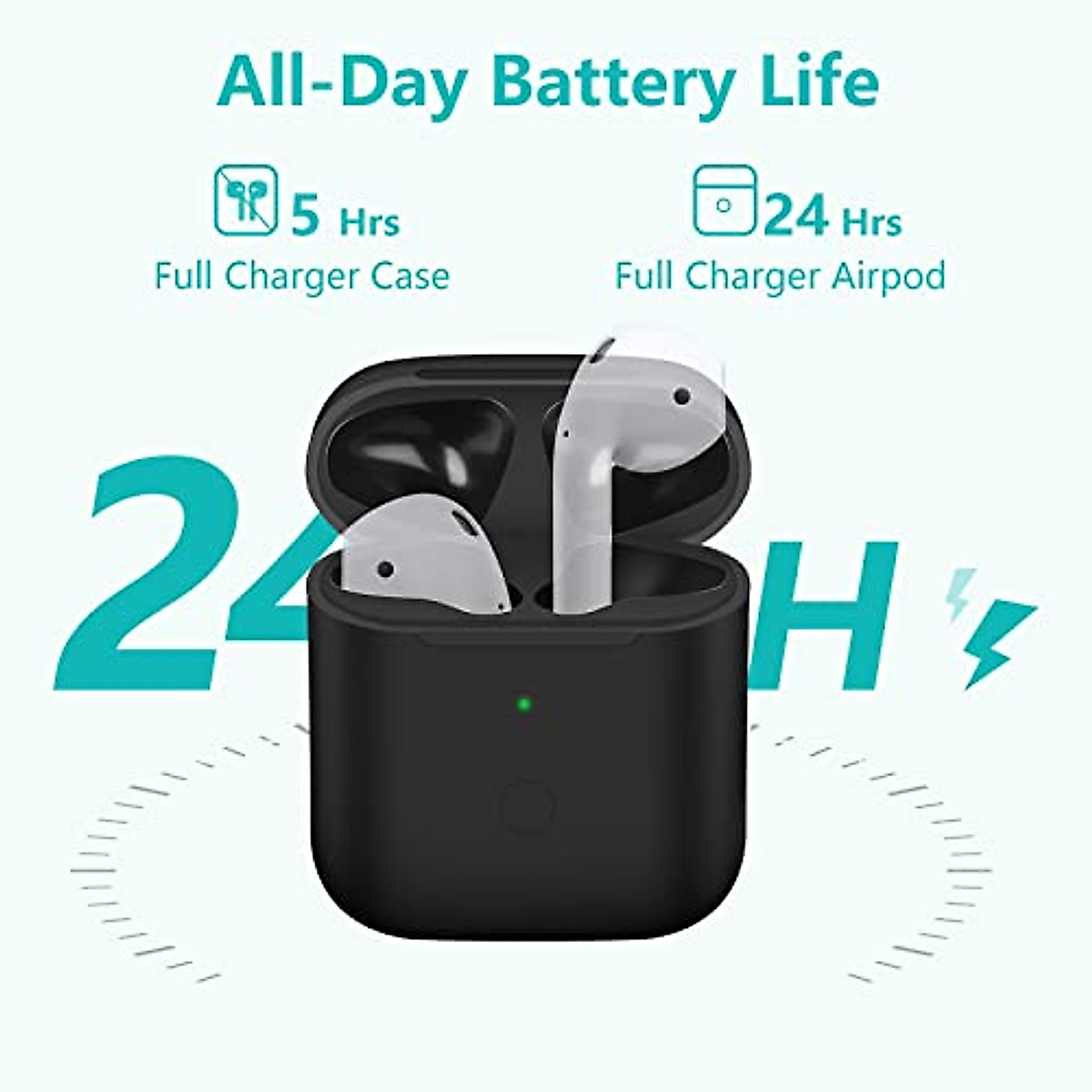 Compatible for AirPods 1st/2nd Charging Case, Wireless Charger Replacement Case for AirPods Case 2nd Gen with Bluetooth Pairing Sync Button, Black