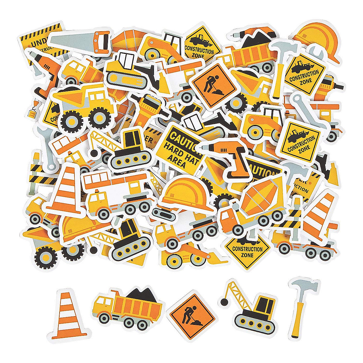 Fun Express Construction Self-Adhesive Shapes - Craft Supplies - 300 Pieces