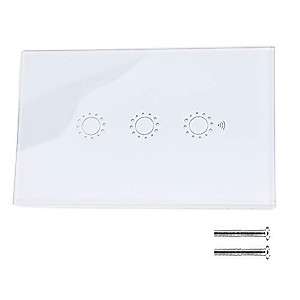 WiFi Smart Touch Panel Light Switch, Smart Switch Support Voice Control Phone APP Control Touch Control with Timing Function for Smart Home(White)
