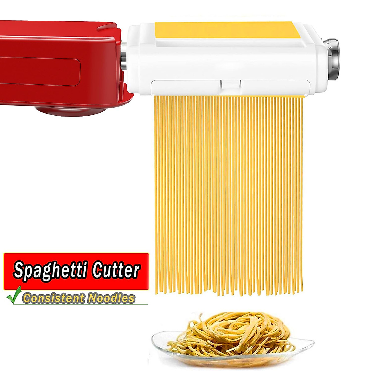 Pasta Maker Attachment for Kitchenaid/Cuisinart Stand Mixers, FDA Certified Noodle Maker- Pasta Roller Fettuccine Spaghetti Cutter 3 in 1, Pasta Roller and Cutter Set with Cleaning Brush
