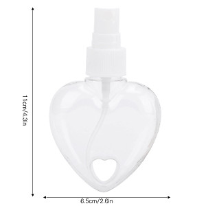 BORDSTRACT Travel Spray Bottle 50ml, Transparent Empty Heart Shape Plastic Containers for Camping, Hiking, Cleaning and Skin Care Atomizer with Keychain (White)