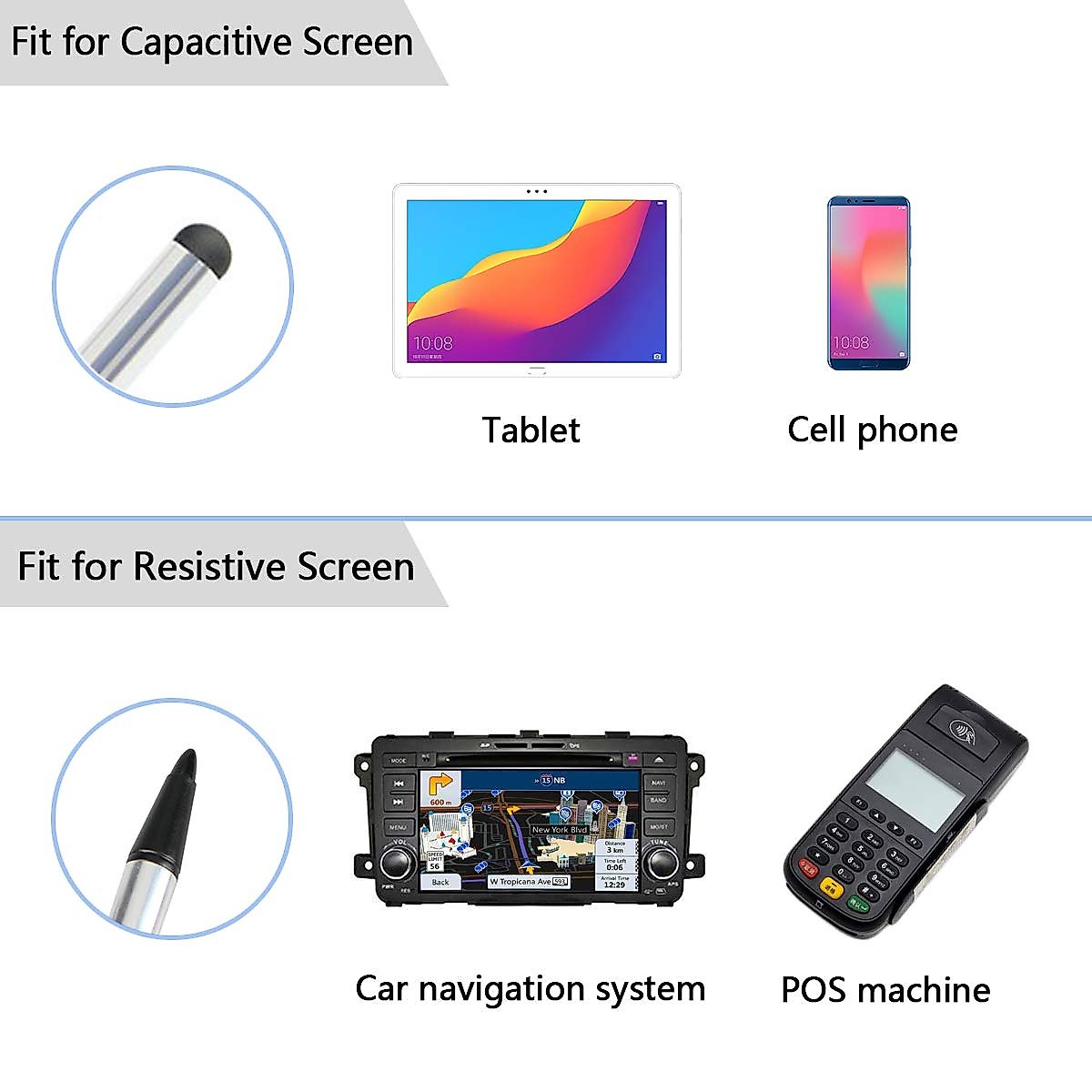 Capacitive and Resistive Stylus Pen, Rubber Nib & Hard Tip 2 in 1 Series, Fine Point Stylus Tip,High Sensitivity Precision,Universal for Samsung Galaxy and Other Android Touch Screen(3 Pieces)