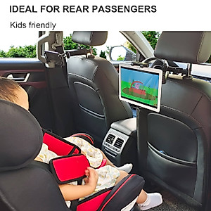 Timewall Car Headrest Tablet Mount, Backseat Seat Universal Tablet Cell Phone Holder 360° Swivel Rotating Angle Adjustable Stretchable for iPad iPhone, Samsung, Switch, 5-11" Tablet Phone Black