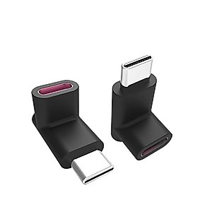 90 Degree Right Angle Type-C Male to Type-C Female Adapter 100W 40G,up and Down 90 Degree Type-c Plug to Jack Expansion Adapter is Suitable for Notebook Computers, Tablet Computers and Mobile Phones