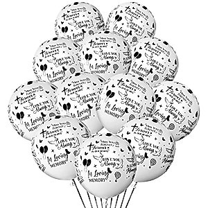 100 Pcs Memorial Balloons Funeral Remembrance Latex Balloons Celebration of Life Decorations White Heavenly Birthday Balloons to Release in Sky for Funeral Favors Condolence Bereavement Grave