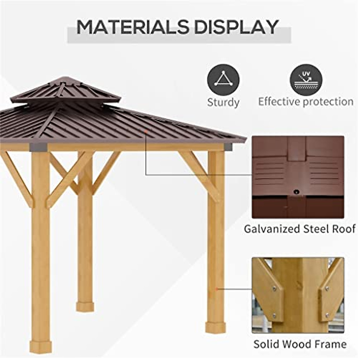 ZZBJ 10' X 10' Hardtop Gazebo Patio Canopy Shelter Outdoor W/Steel Double Tier Roof for Garden, Patio, Backyard
