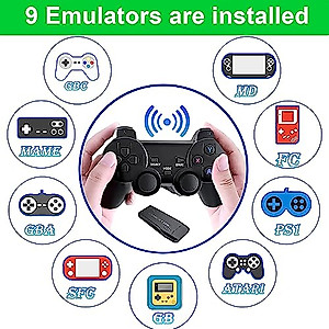 Uberwith Retro Game Console,Retro Game Stick,Plug & Play Video TV Game Stick Within 20000+ Games Built-in, 9 Classic Emulators, 4K HDMI Nostalgia Stick Game for TV, Dual Controllers (64G)