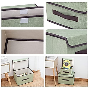 TorSor 2 Pack Foldable Storage Box Closet Organizer Bin Collapsible Bags Cubes Container Baskets Container Cover with Lids Handle for Home Bedroom Laundry Underwear Toys Office