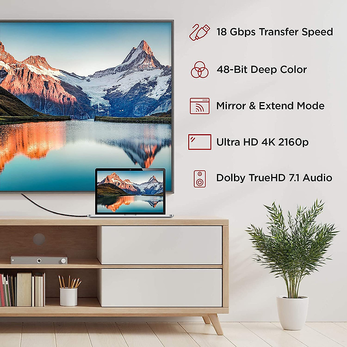 Ritz Gear 4K HDMI 2.0 Cable 15 ft. [2 Pack] 18 Gbps Ultra High Speed Braided Nylon Cord & Gold Connectors - 4K@60Hz/UHD/3D/2160p/1080p/ARC & Ethernet. Compatible with UHD TV/Monitor/PC/PS5/Xbox