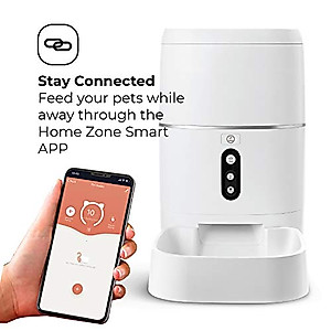 Home Zone Pet Automatic Feeder - Smart Wireless Pet Feeder for Small Dogs and Cats, 6L