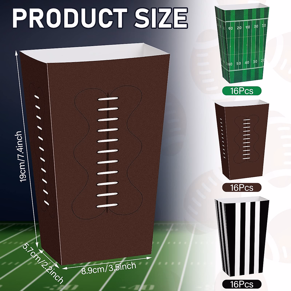 Sinmoe 48 PCS Football Popcorn Boxes Football Party Supplies Decorations Football Party Favor Bags Football Popcorn Holder for Football Theme Birthday Decor Baby Shower Theater Carnival
