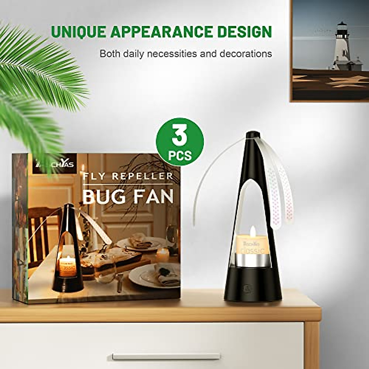 Taschyas 3 Pcs Upgraded Food Fans for Indoor Outdoor Tables with Rechargeable Lithium Battery Breakthrough Hollow Design (Candles Not Include)