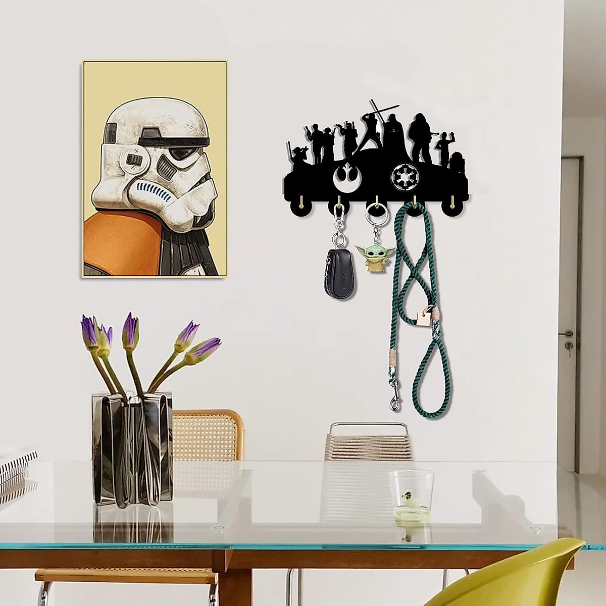 Wall Hanger Wall Hook Key Holder Key Hanger Wall Key Rack Wood Wall Key Holder with 5 Metal Hooks Personalized Gift Home Housewarming Gift S2