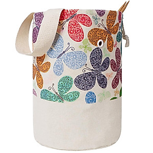 TOGETRUE Yarn Bag, Knitting Crochet Bag, Portable Yarn Storage Bags Organizer for Crocheting Project, Store Skein Ball, Short Knitting Needle (Large, Butterfly)