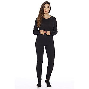 Just Love 95862-Black-M Women's Thermal Underwear Pajamas Set Base Layer Thermals