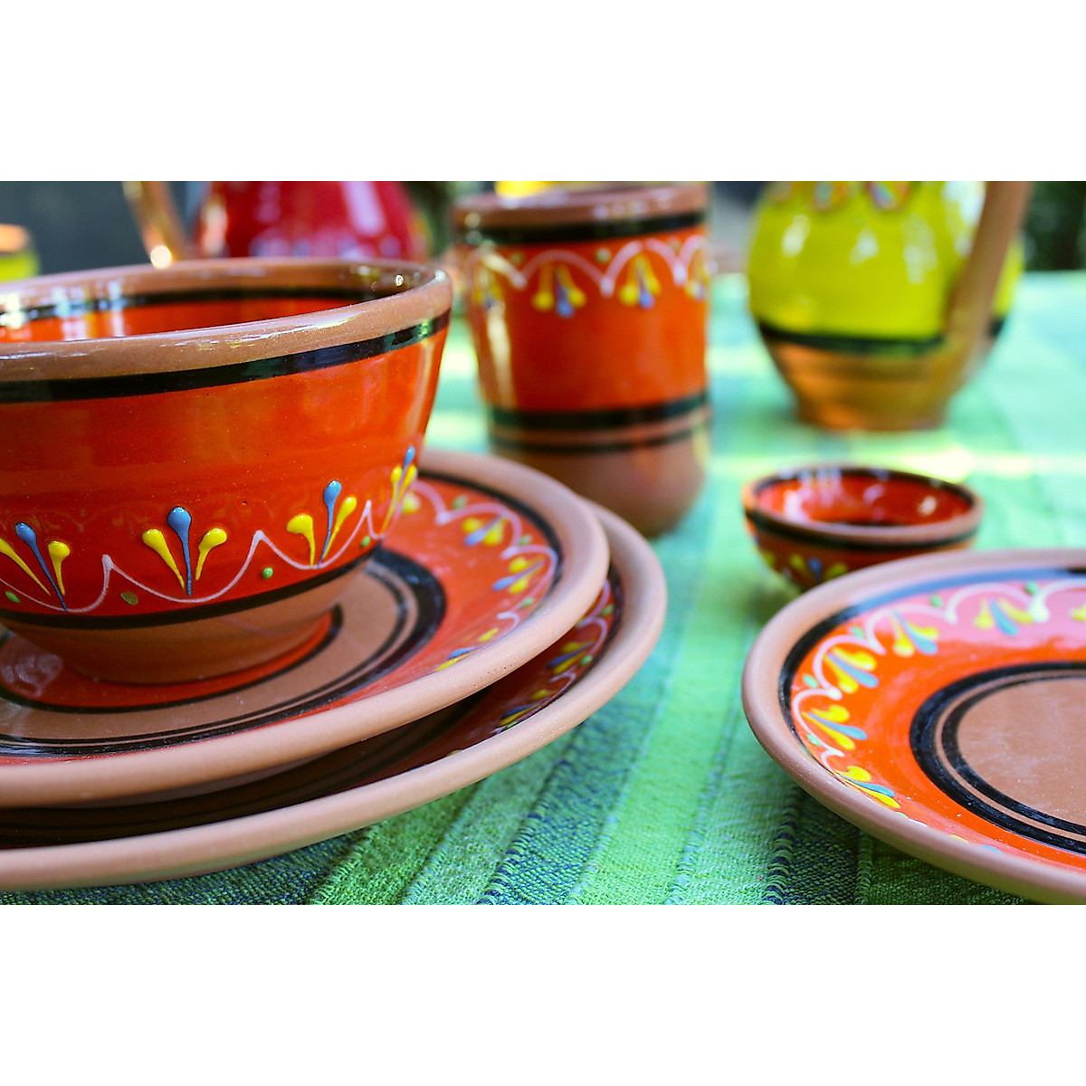 Canyon Cactus Ceramics Spanish Terracotta Set Of 3 Small Dipping Bowls, Orange