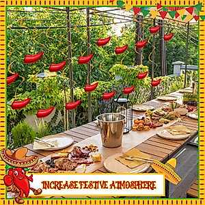 30 Pieces Chili Pepper Whirls Cinco de Mayo Pepper Decorations for Fiesta Party Mexico Spiral Hanging Party Streamers for Decor Mexican Party Accessories (Red)