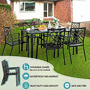 Bigroof Outdoor Patio Dining Chairs Set of 2, Metal Stackable Bistro Deck Chairs Support 300LB All-Weather Patio Furniture for Backyard, Deck, Patio, Lawn & Garden (2) (2, black1)