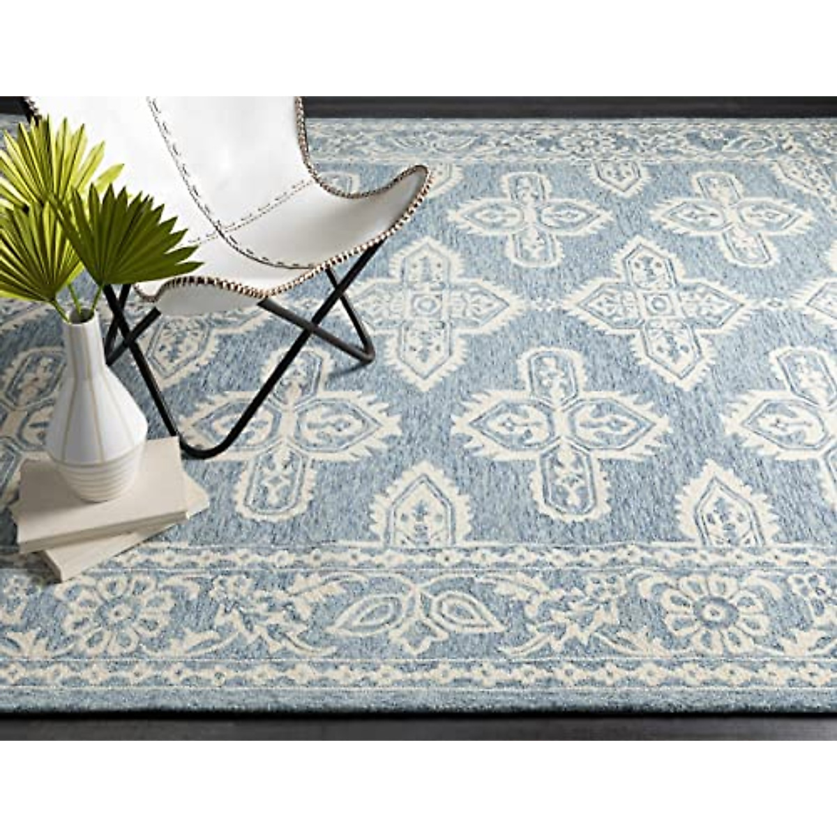 Hauteloom Passaic Wool Living Room, Bedroom Area Rug - Bohemian/Global - Blue, Beige - 8' x 10'