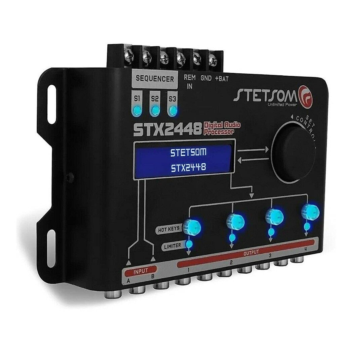 Stetsom STX 2448 DSP Crossover & Equalizer 4 Channel Full Digital Signal Processor (Sequencer) 2.4 Remote Relay