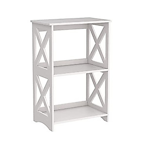 RIIPOO End Bedside Table 3 Tier, White, Bathroom Nightstand Shelf for Small Spaces, Living Room, Office, Dorms