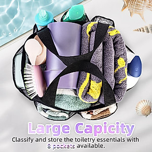 Bihoonge Mesh Shower Caddy,Upgraded 8 Compartment Large Capacity Shower Bag, College Dorm Room Essentials, Beach, Swimming, Gym, Bathroom Shower Bag (Black)