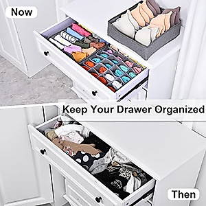 ULG 4-Pack Socks Underwear Drawer Organizer Divider, Washable Dresser Drawer Organizer Foldable Oxford Fabric Closet Organizers and Storage Boxes for Socks, Underwear, Ties, Belts (Light Grey)