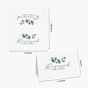 CLEVER SIGNS Reserved Table Signs, Pack of 25 Reserved Signs for Family, Reserved Signs for Weddings, Receptions, Christmas, 4x6 inches Reservation Cards for Tables, Greenery Watercolor Design