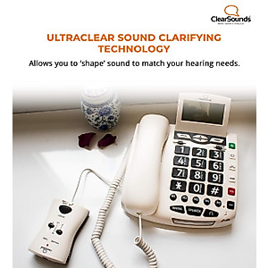 ClearSounds WIL95 UltraClear Portable Telephone Amplifier for Corded Digital and VoIP Phones with Up to 40dB Amplification, AC Powered (White)