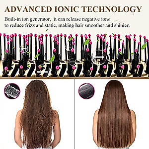Hair Dryer Brush, FVW Hot Air Brush, Hair Dryer Styler & Volumizer 3-in-1 Brush for Hair Fast Drying, Straightening and Curling, 3-Adjustable Temperature and Speed, Golden