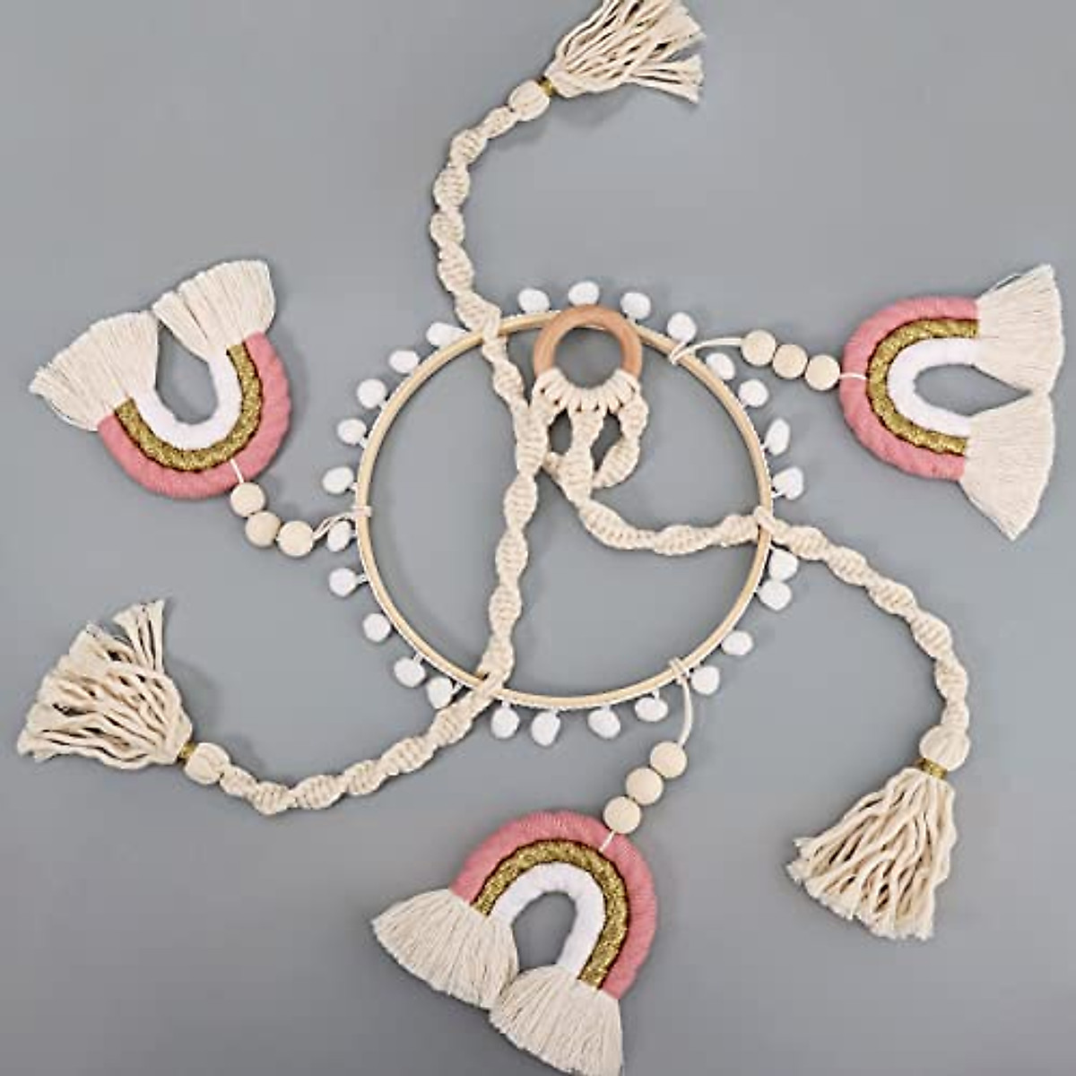 Baby Crib Mobile Macrame Rainbow Baby Mobile, Baby Crib Mobile for Girls, Neutral Nursery Mobile, Ceiling Mobile. Handmade Boho Rainbow Mobile Hanging, Nursery Decor, Baby Shower