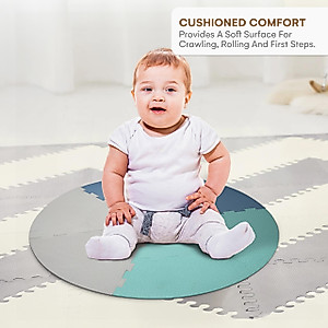 CHILDLIKE BEHAVIOR Premium Foam Play Mat - Baby Floor Mat, Playing Pen Foam Mats for Floor - Tummy Time Playmat Cushion Protection & Crawling Mat Tiles in Playroom - Soft Non-Toxic Play Mats
