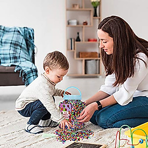 Playkidz Fuse Beads, Bulk Assorted Multicolor Melty Beads for Kids Crafts, Big Bucket of 22000 pcs