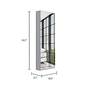 TuHome White Modern Engineered Wood LETO Wall Mounted Shoe Rack with Mirror